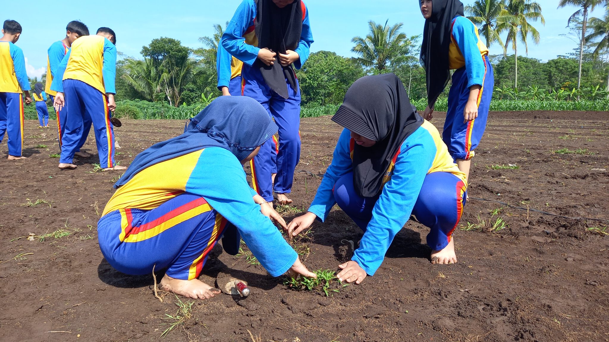 Baksos Penanaman Rumput Lapangan Kalikuto - SMA Negeri 2 Grabag